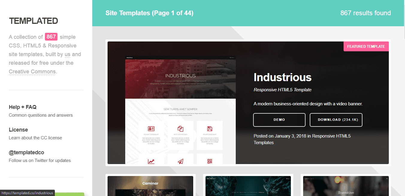 Templated free HTML5 & Responsive site templates