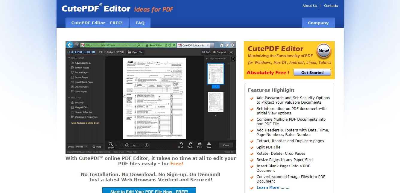 CutePDF Editor is a free pdf converter with same quality