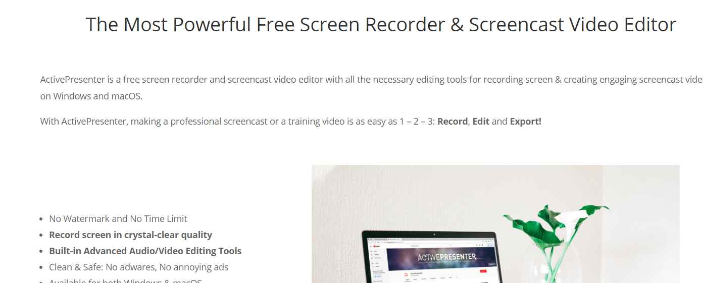 ActivePresenter is a free screen recorder, screencast video editor