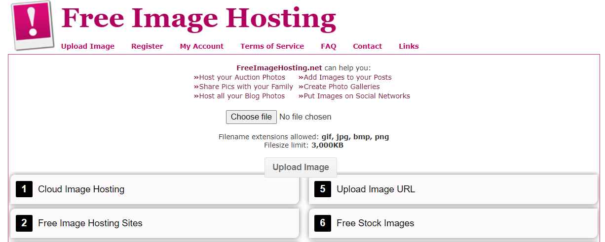FreeImageHosting lets you freely Upload & Share Images on Cloud