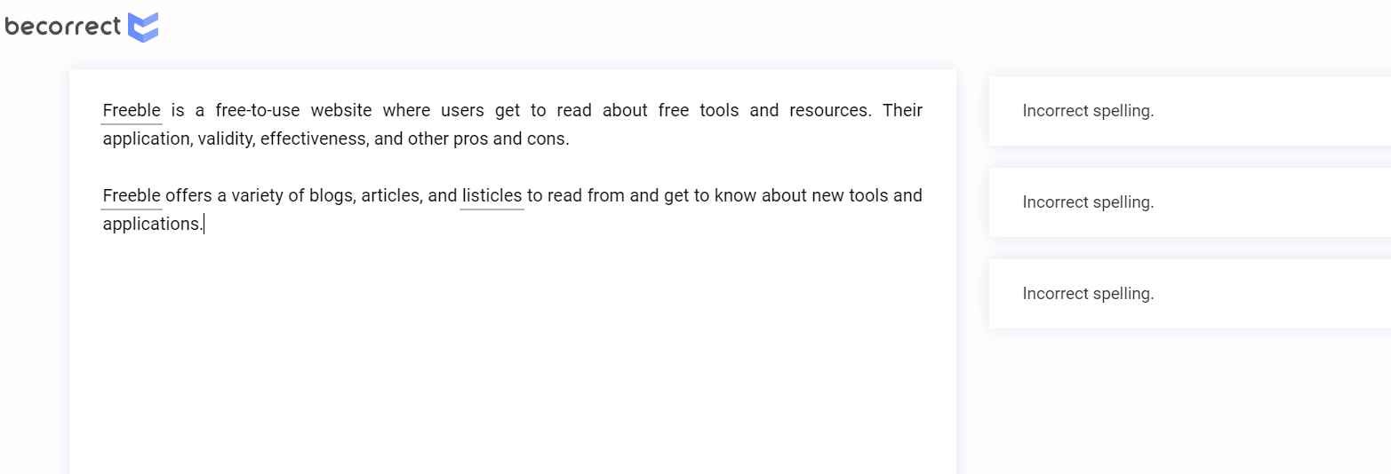 Becorrect: Best Free Grammar & Spell Checker for Content creators